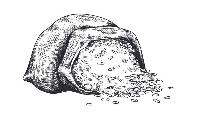 Realistic sack with grains wheat ears Royalty Free Vector
