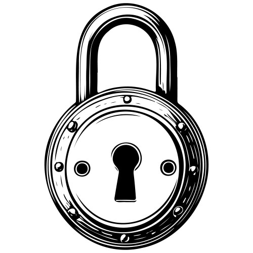 Lock hand drawn line transparent background Vector Image