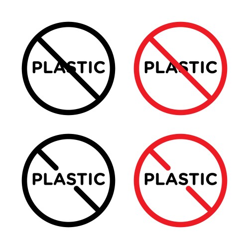 No plastic sign icon set advisory against Vector Image
