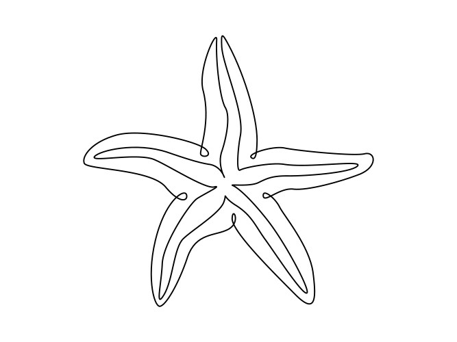Starfish line art set sea star continuous Vector Image