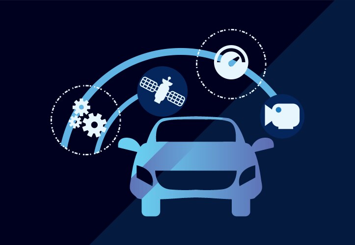 Electric vehicle technology the car screen shows Vector Image