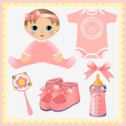 Cute collection of baby design elements Royalty Free Vector