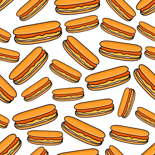 Seamless pattern with hot dog on a white Vector Image