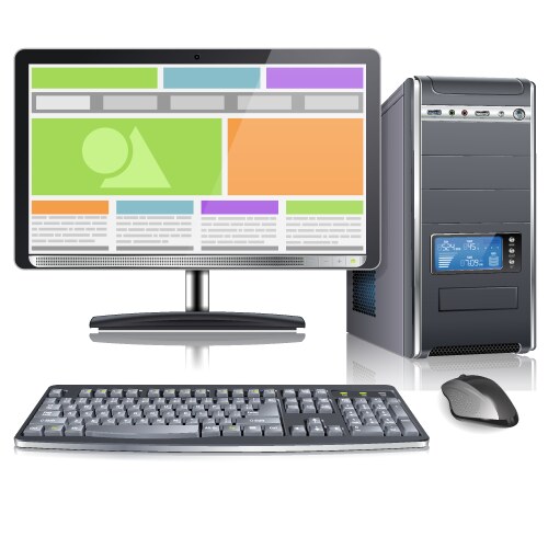 Cartoon smiling desktop computer Royalty Free Vector Image