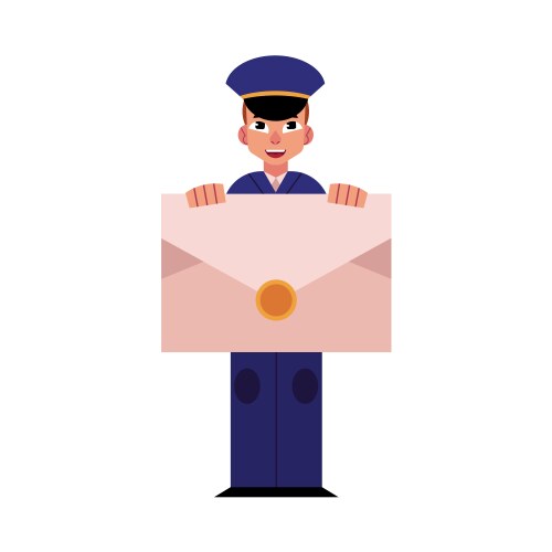Postman delivering letter isolated cartoon Vector Image