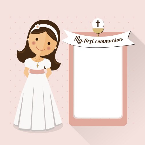First holy communion cute little girl Royalty Free Vector