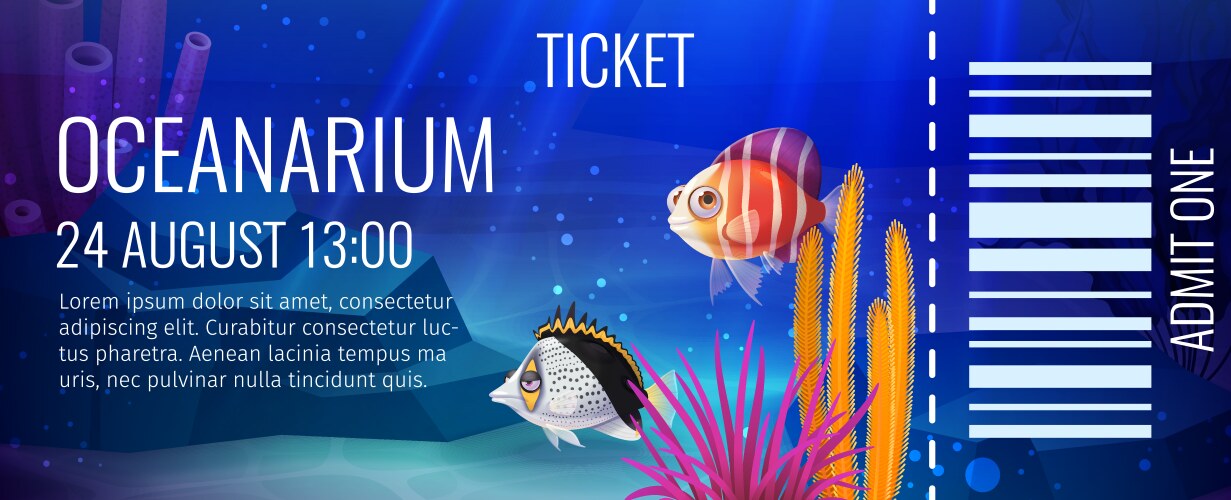 Oceanarium cartoon poster Royalty Free Vector Image