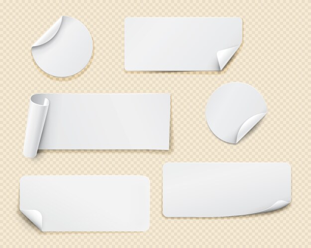 Set of paper stickers with tape Royalty Free Vector Image