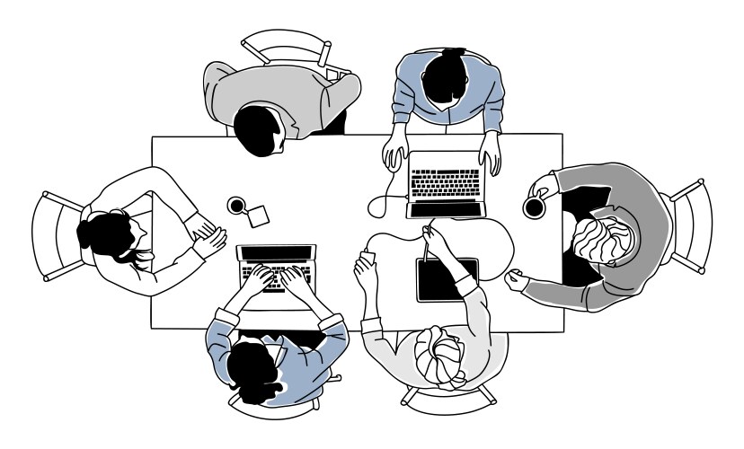 Business team members working together top view Vector Image