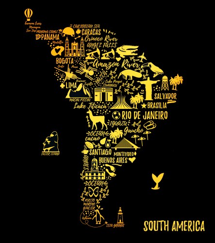 Cartoon map of south america Royalty Free Vector Image