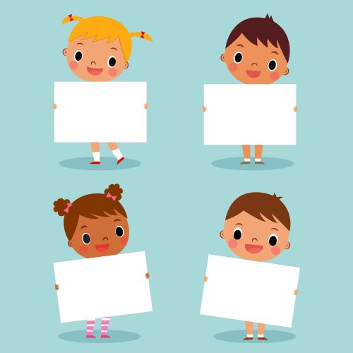 Children behind blank sign Royalty Free Vector Image