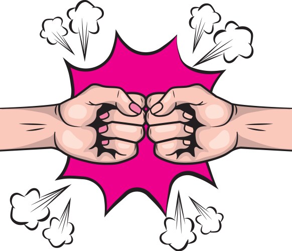 Pop art hand punch cartoon in black and white Vector Image
