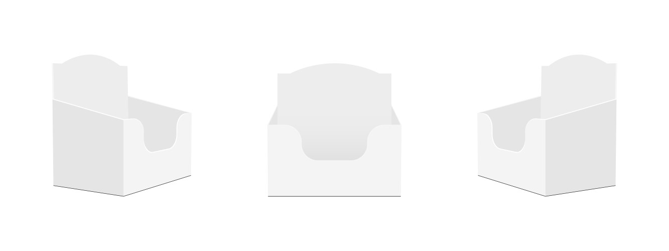 Two empty display boxes front and side view Vector Image