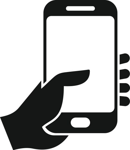 Hand holding smartphone touching screen icon Vector Image