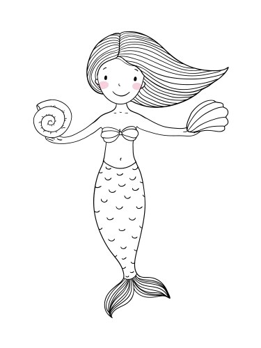 Cute cartoon mermaid Royalty Free Vector Image