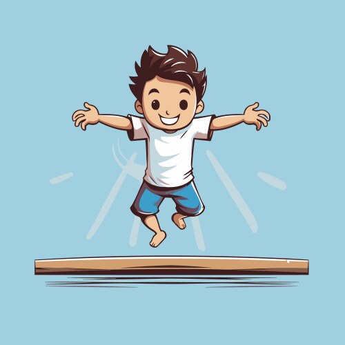 A boy jumping over gap in the ground Royalty Free Vector