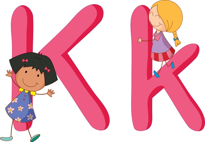 Kids in the letters series Royalty Free Vector Image