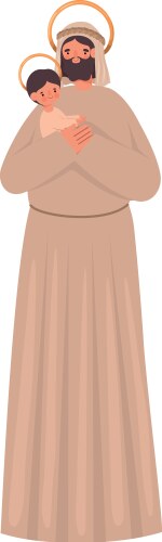 Holy family joseph and cute jesus Royalty Free Vector Image