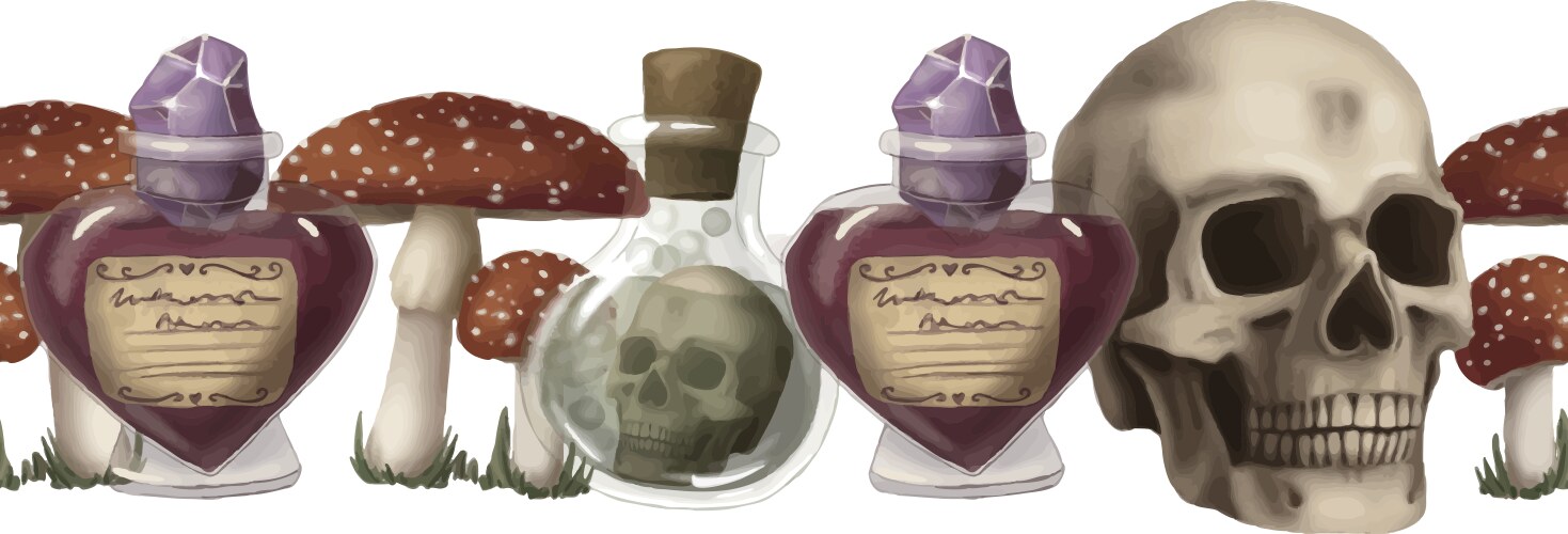 Seamless border with halloween toxic potion Vector Image