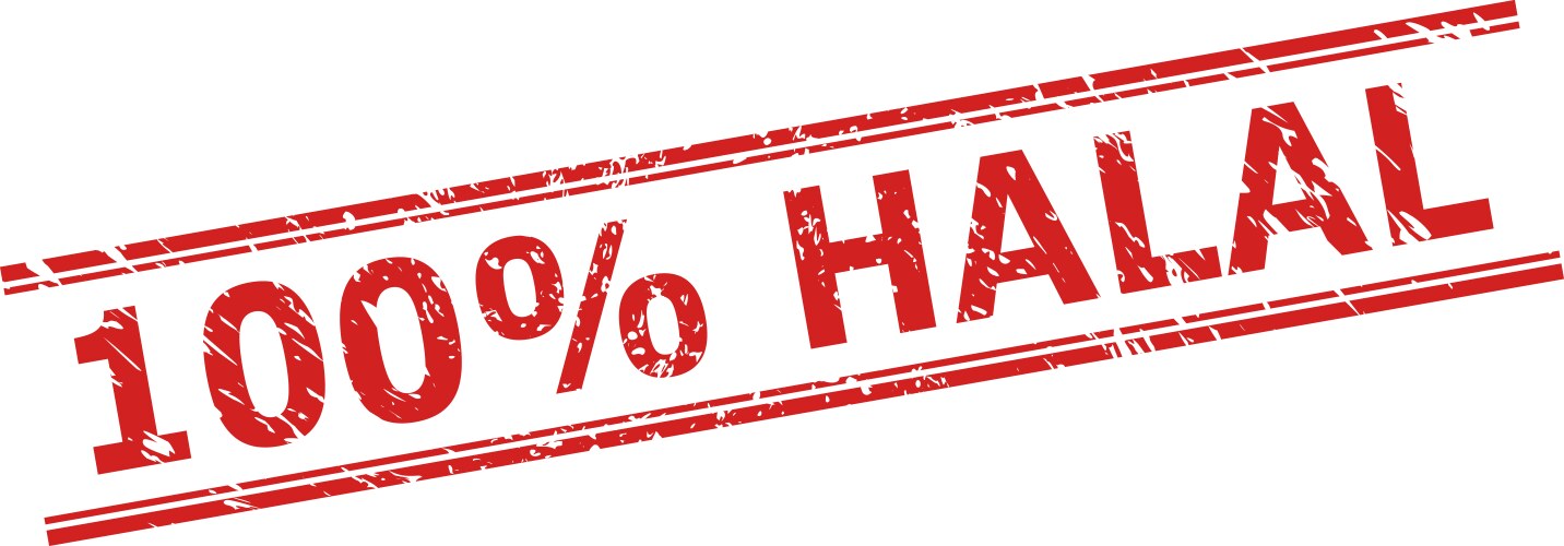 100 percent halal watermark stamp Royalty Free Vector Image