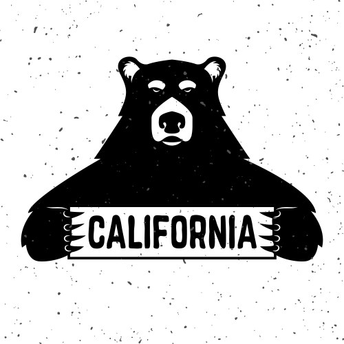 Funny hitchhiking bear with california sign Vector Image