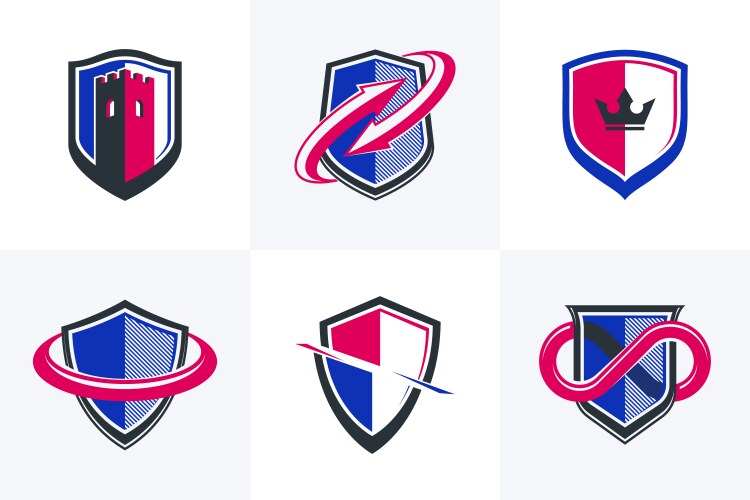 Classic shields shapes set with different Vector Image