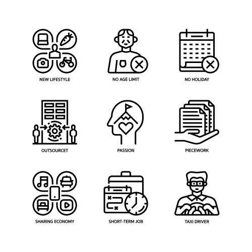 Gig economy icons set Royalty Free Vector Image