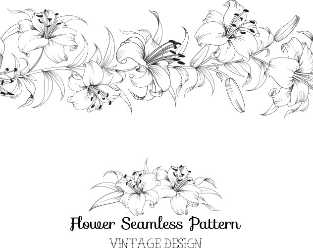 Floral branch hand drawn outline drawing Vector Image