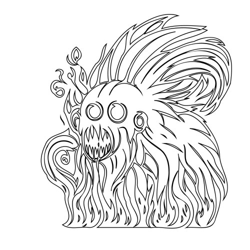 Swamp monster outline sketch Royalty Free Vector Image