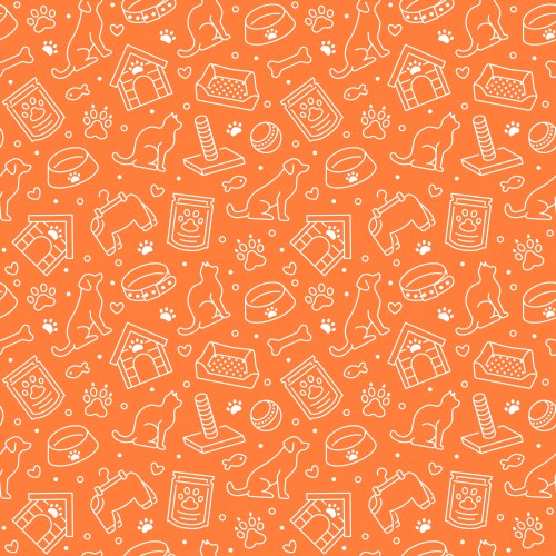 Seamless pattern with cute cats line drawing Vector Image