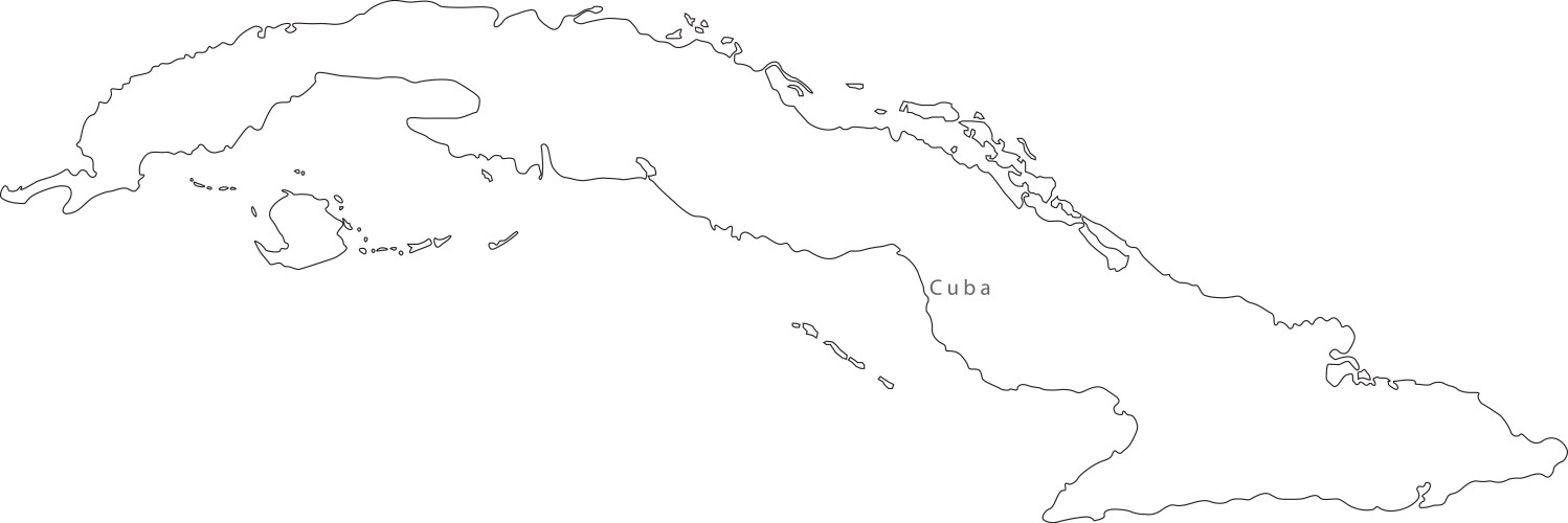Map cuba black thick outline highlighted Vector Image