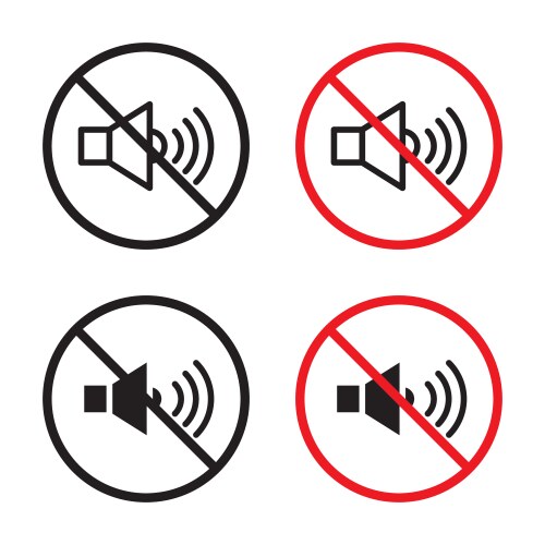No sound sign icon set restriction on noise Vector Image
