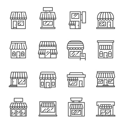 Shopping mall or store icon set Royalty Free Vector Image