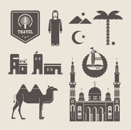Islamic Icon Set - Arabic Symbols Royalty Free Vector Image