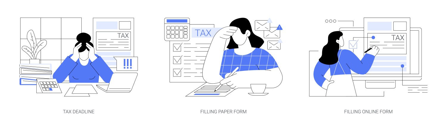 Calculating taxes isolated cartoon Royalty Free Vector Image