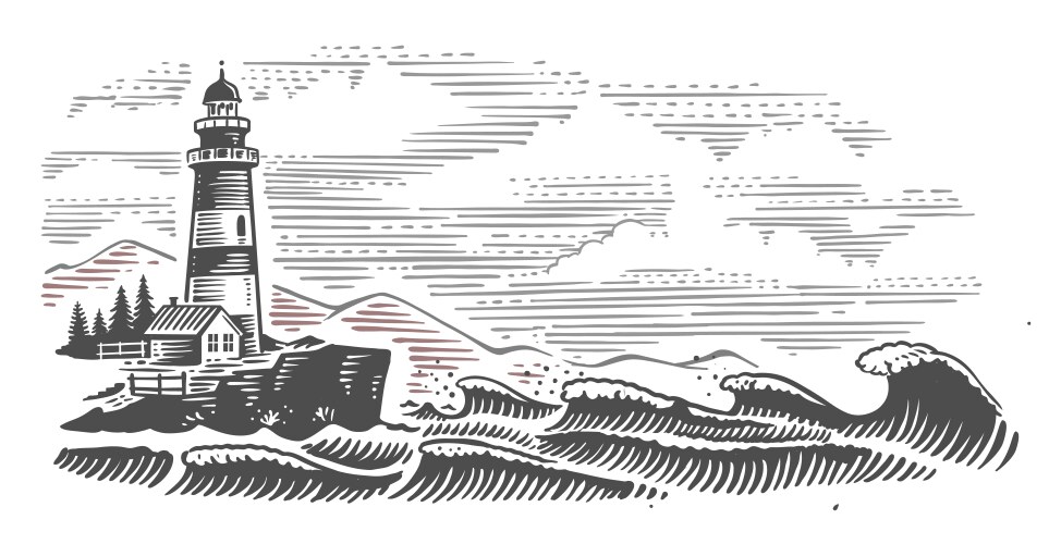 Hand drawn lighthouse Royalty Free Vector Image