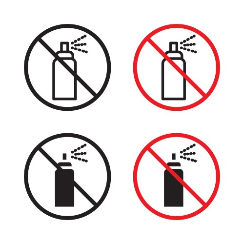 No spray can allowed sign icon set aerosol red Vector Image