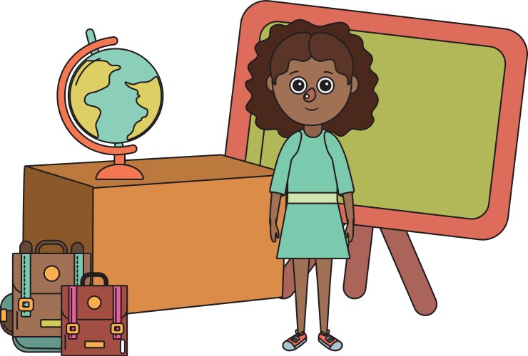 School education girl cartoon Royalty Free Vector Image