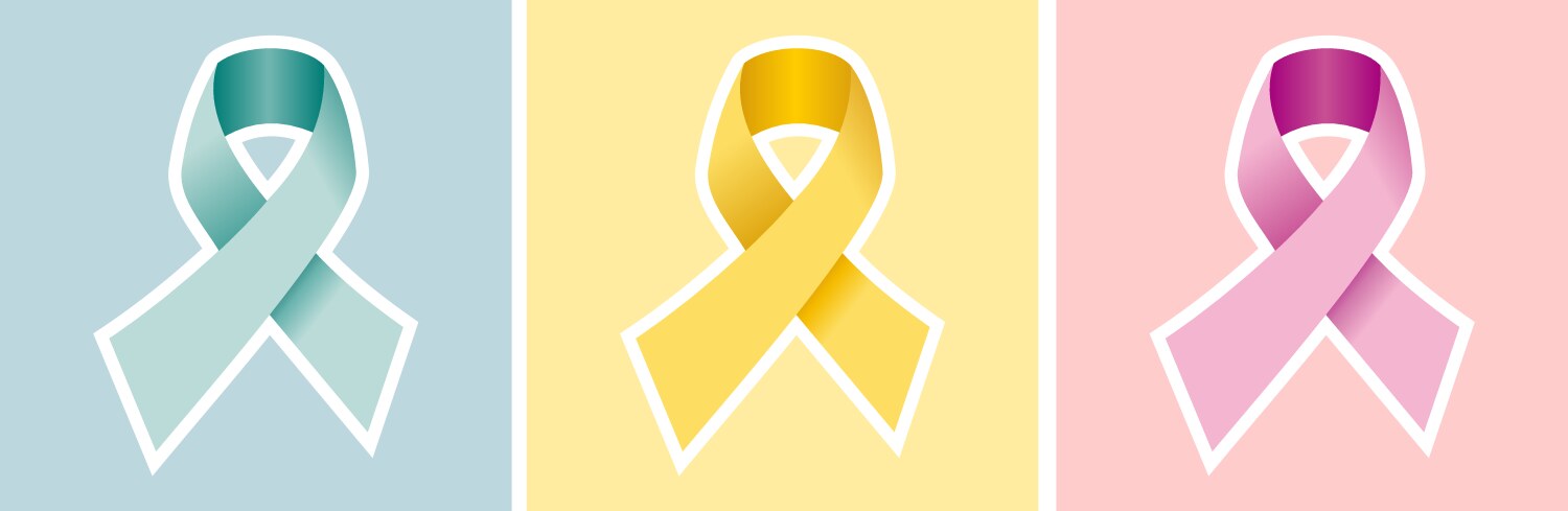 Every all cancer ribbon color isolated icons Vector Image