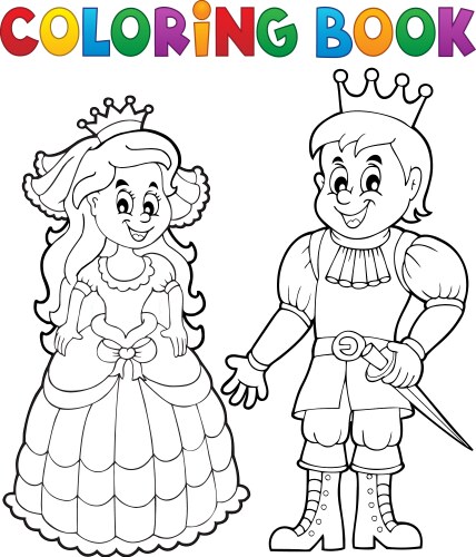 Coloring page with princess frog Royalty Free Vector Image