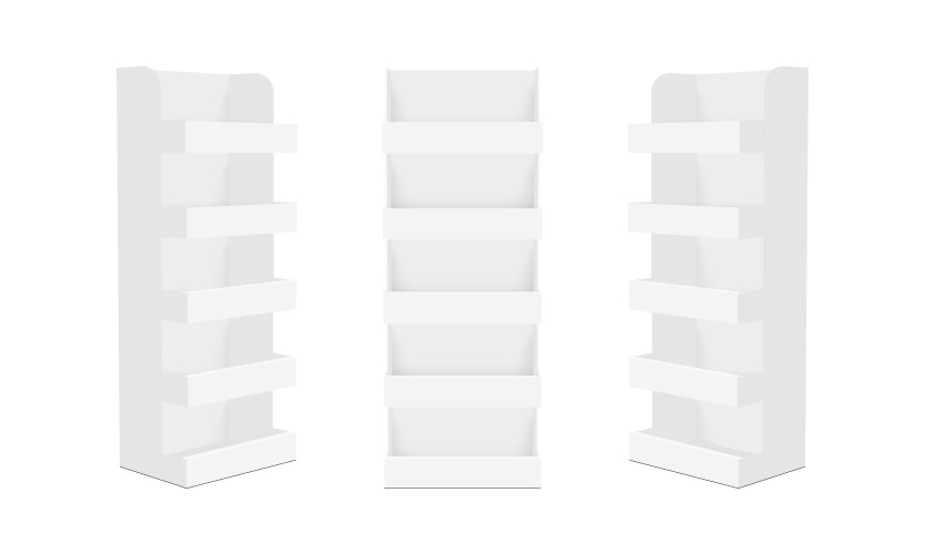 Blank store display stand front and side view Vector Image