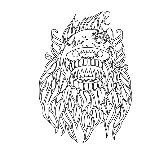 Swamp monster outline sketch Royalty Free Vector Image