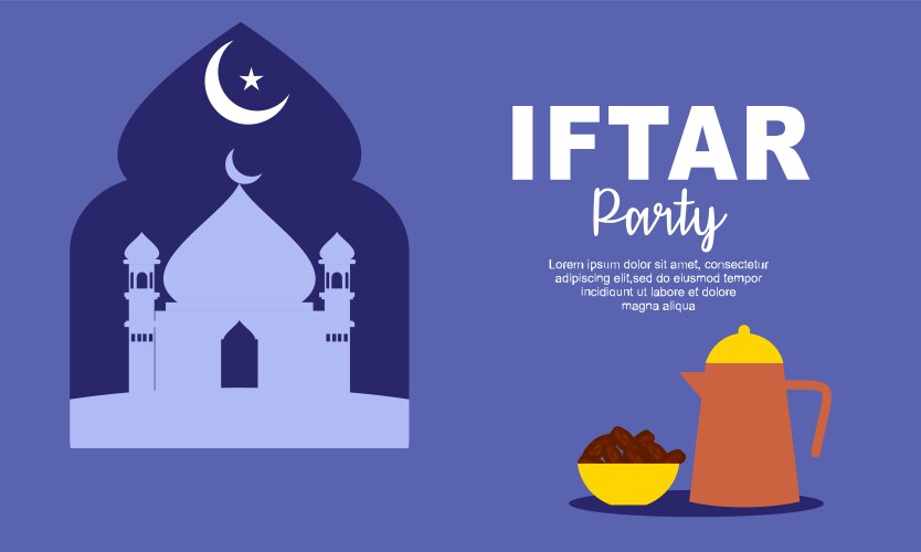 Iftar party celebration concept flyer Royalty Free Vector