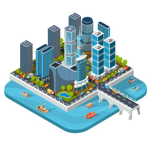3d isometric site template - transport Royalty Free Vector