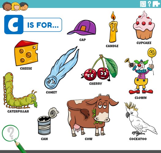 Cartoon alphabet set with animal characters Vector Image