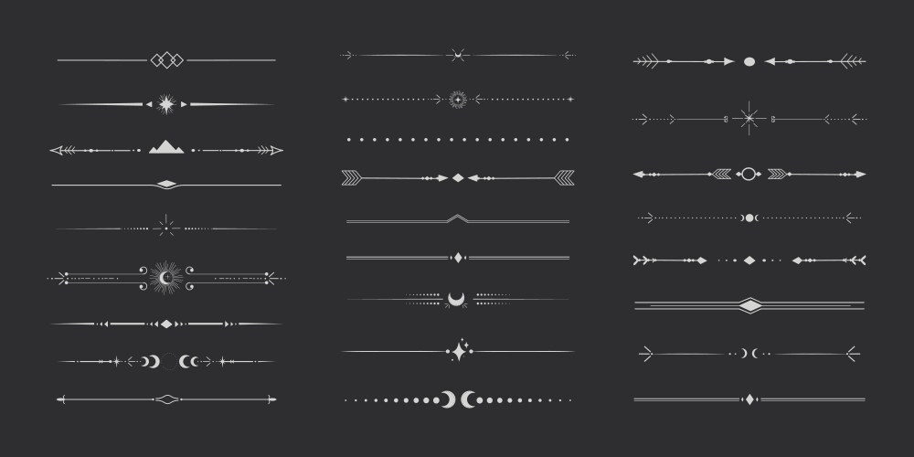 Silver celestial divider thin line border Vector Image