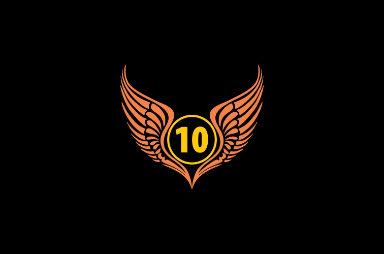 Winged number logo concept Royalty Free Vector Image