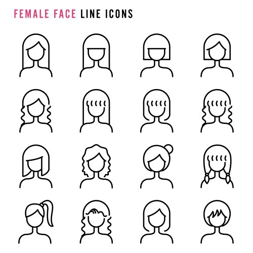 Woman and man face line icons female male profile Vector Image