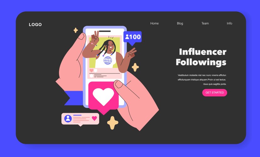 Influencer marketing flat Royalty Free Vector Image