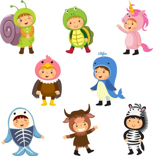 Cute kids wearing halloween costumes Royalty Free Vector